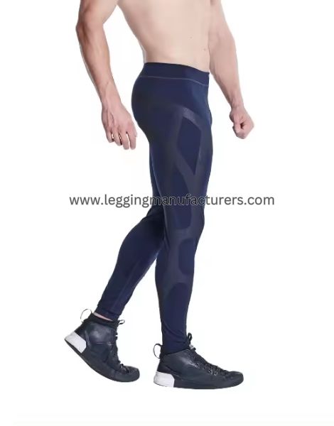 Wholesale Men's Blue Compression Leggings | Flexible MOQ